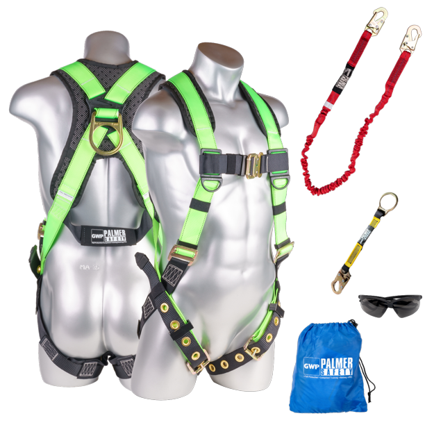 Palmer Safety Fall Protection Safety Harness Kit I 5pt Full Body, 6 ...