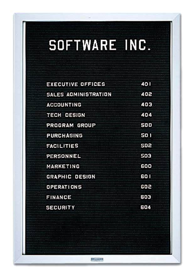 Deluxe Enclosed Black Felt Directory Board w Key (36 in. x 30 in ...