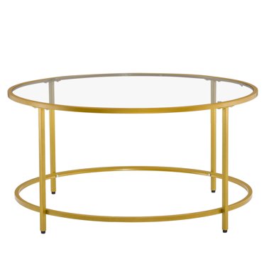 Ktaxon 31.5" Round Coffee Table with Open Storage Shelf,2-Tier ...