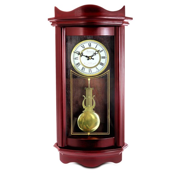 Bedford Clock Collection George 22 inch Chestnut Brown Wood Chiming ...