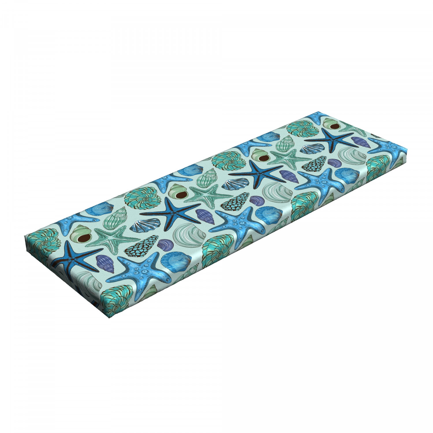 Starfish Bench Pad, Aquarium Inspired Composition Tropical Seashells ...
