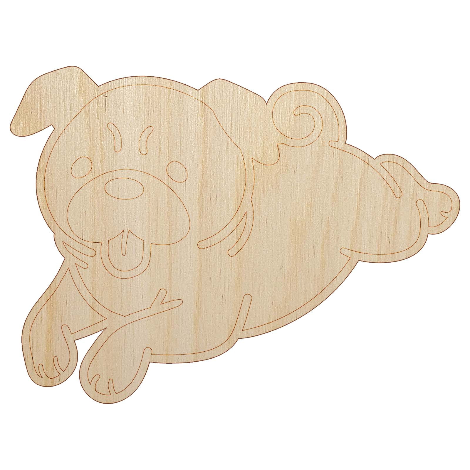 Pug Laying Down Dog Wood Shape Unfinished Piece Cutout Craft DIY ...