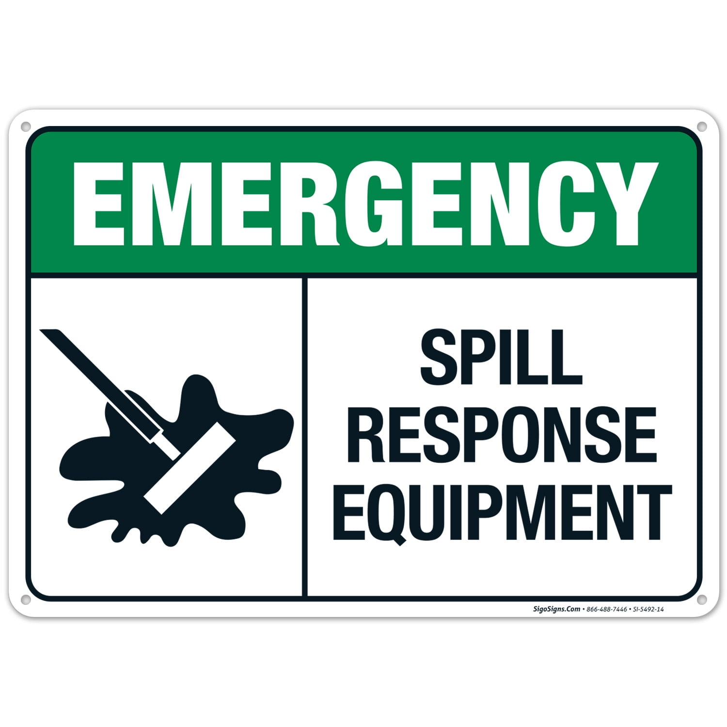 Spill Response Equipment Sign, ANSI Emergency Sign, - Walmart.com