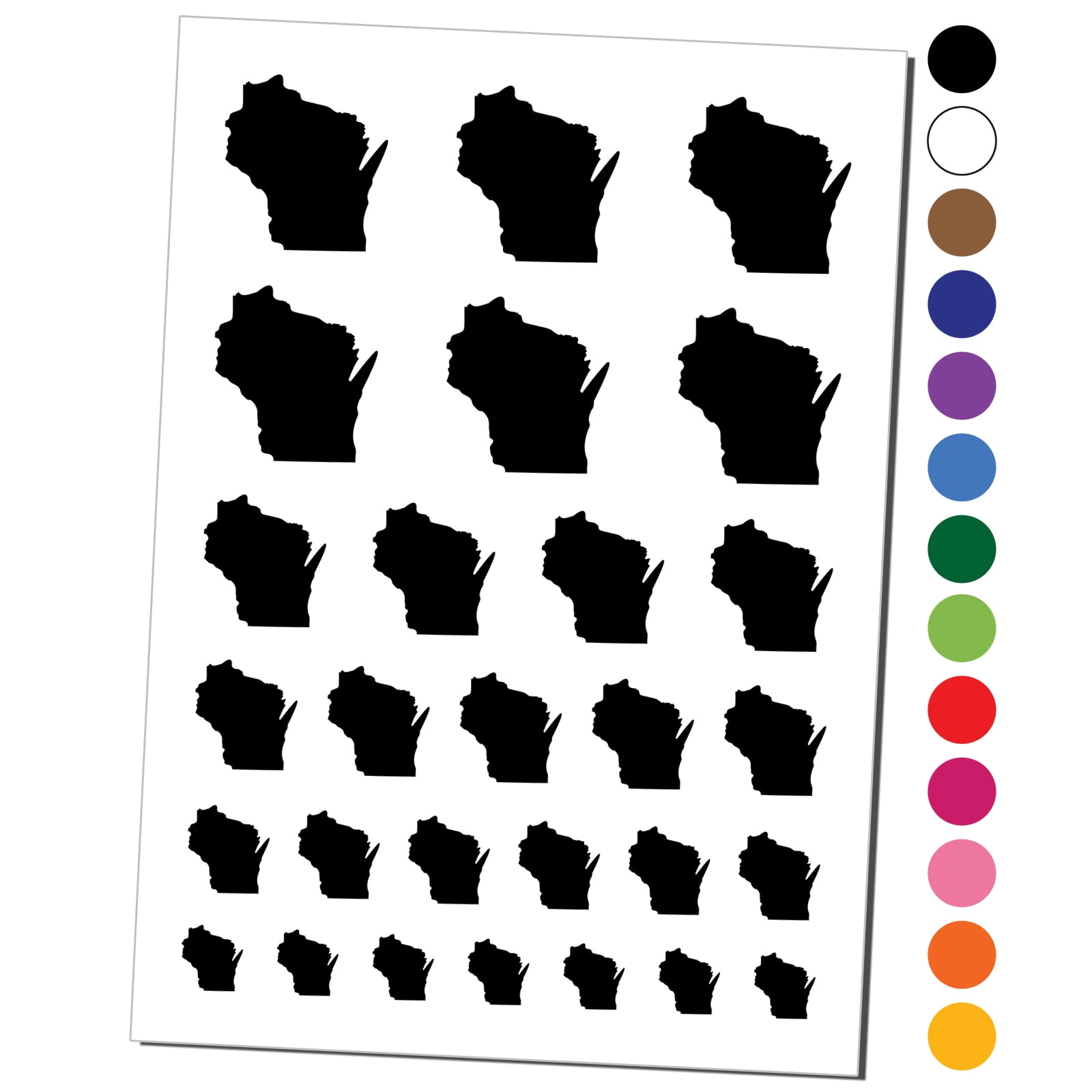 Wisconsin State Silhouette Water Resistant Temporary Tattoo Set Fake ...