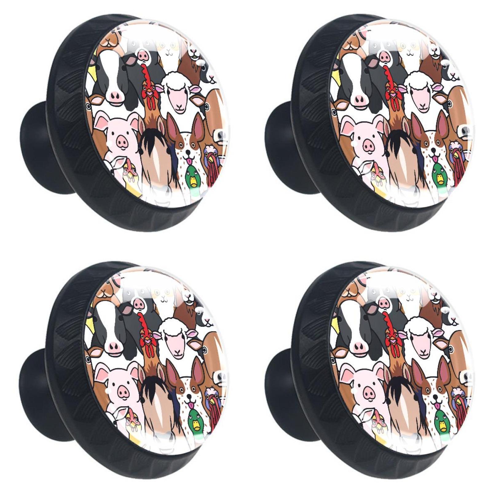 4 Pcs Farm Animals Selfie Knobs for Kitchen Cabinet Cupboard Dresser Bookcase Drawer Pulls ...