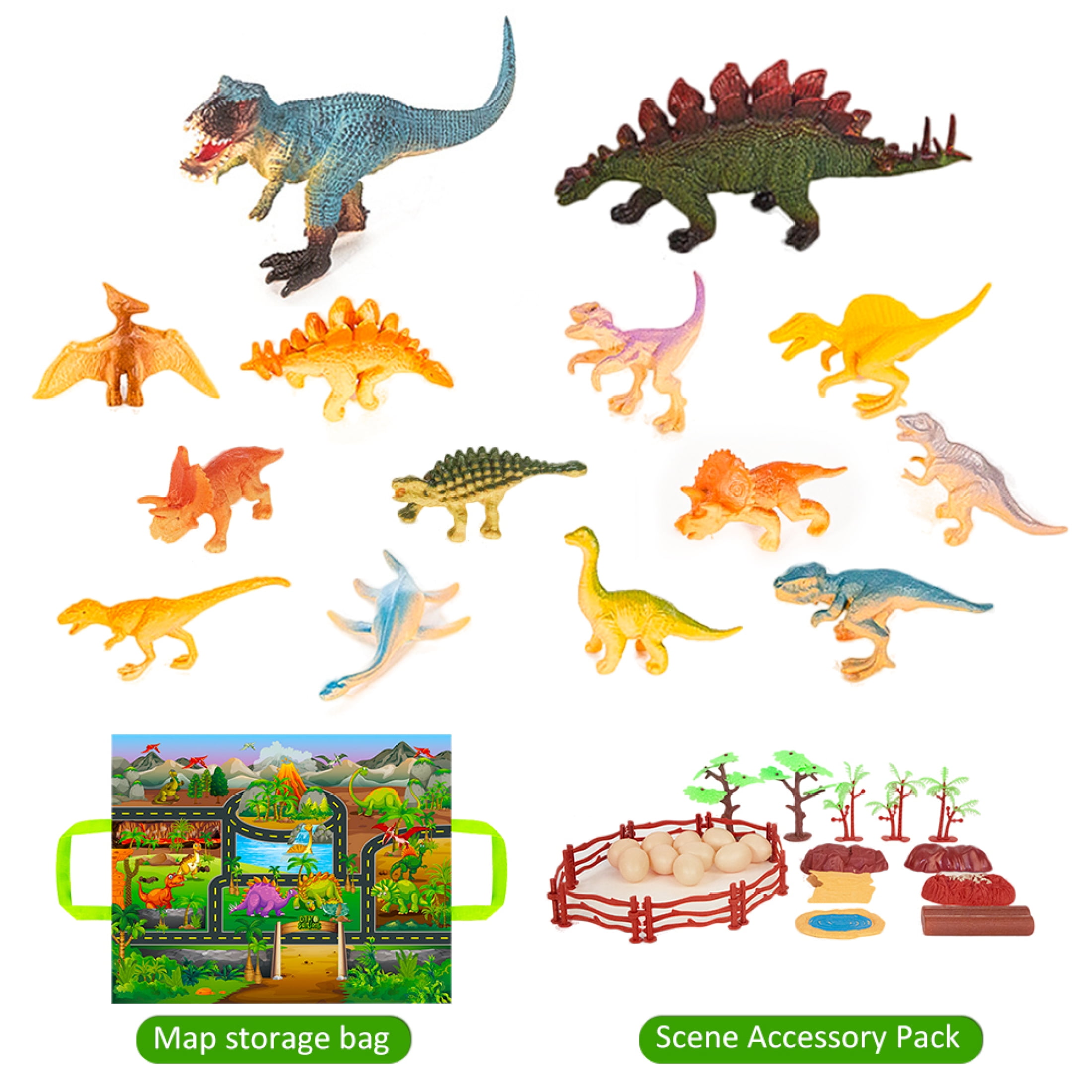 EUBUY Dinosaur Toy Simulation Dinosaur Model Toy with Dinosaur Play Mat ...