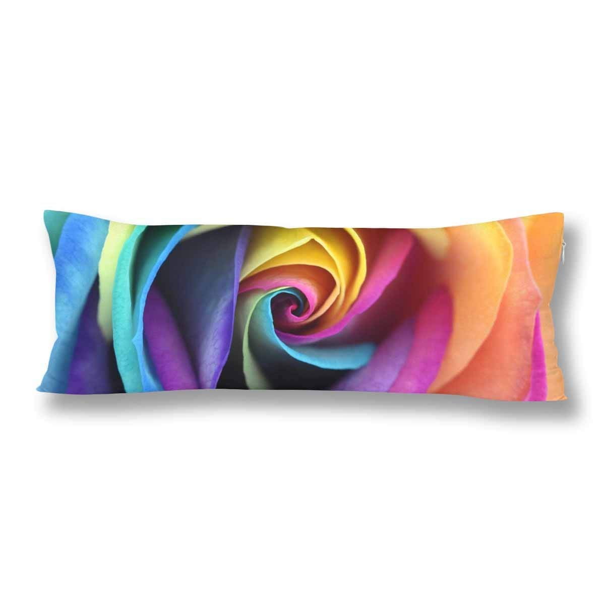ABPHOTO Rainbow Rose Heart Flower Body Pillow Covers Pillowcase 20x60 ...