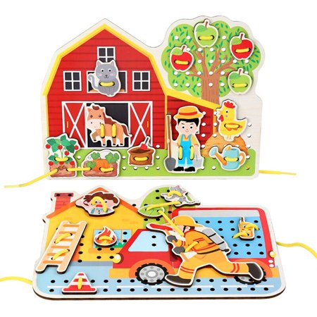 Montessori Toys Farm Fire Threading Board Game Children Fine Motor ...