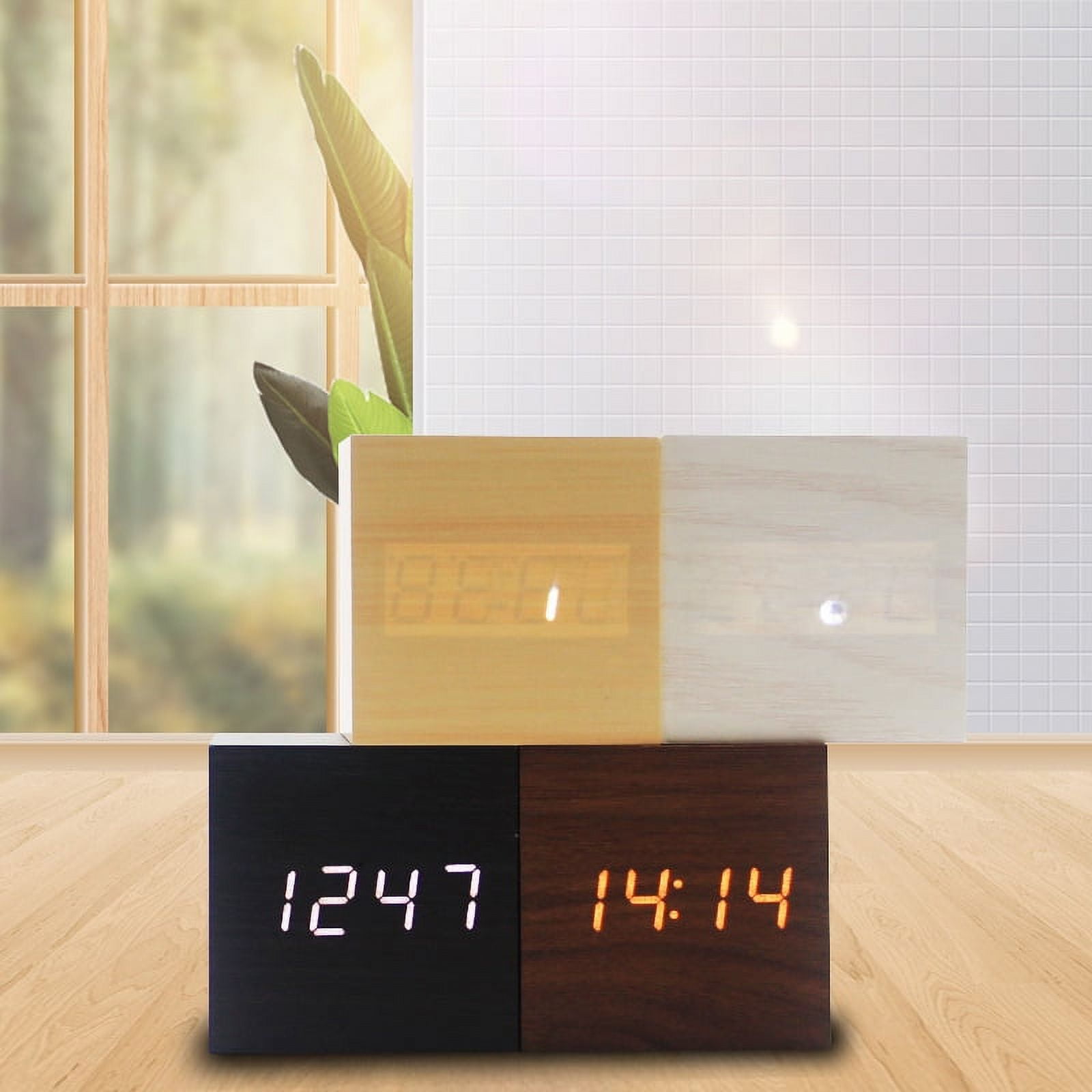 Reloj digital de madera con LED, mini reloj electrónico silencioso ...