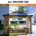 COSIEST Cedar Wood Gazebo 10x12FT, 2-Tier Metal Hard Cover Pavilion ...