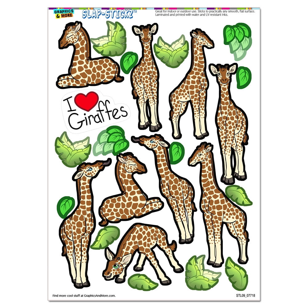Cute Giraffes - Zoo African Animals SLAP-STICKZ(TM) Premium Sticker ...
