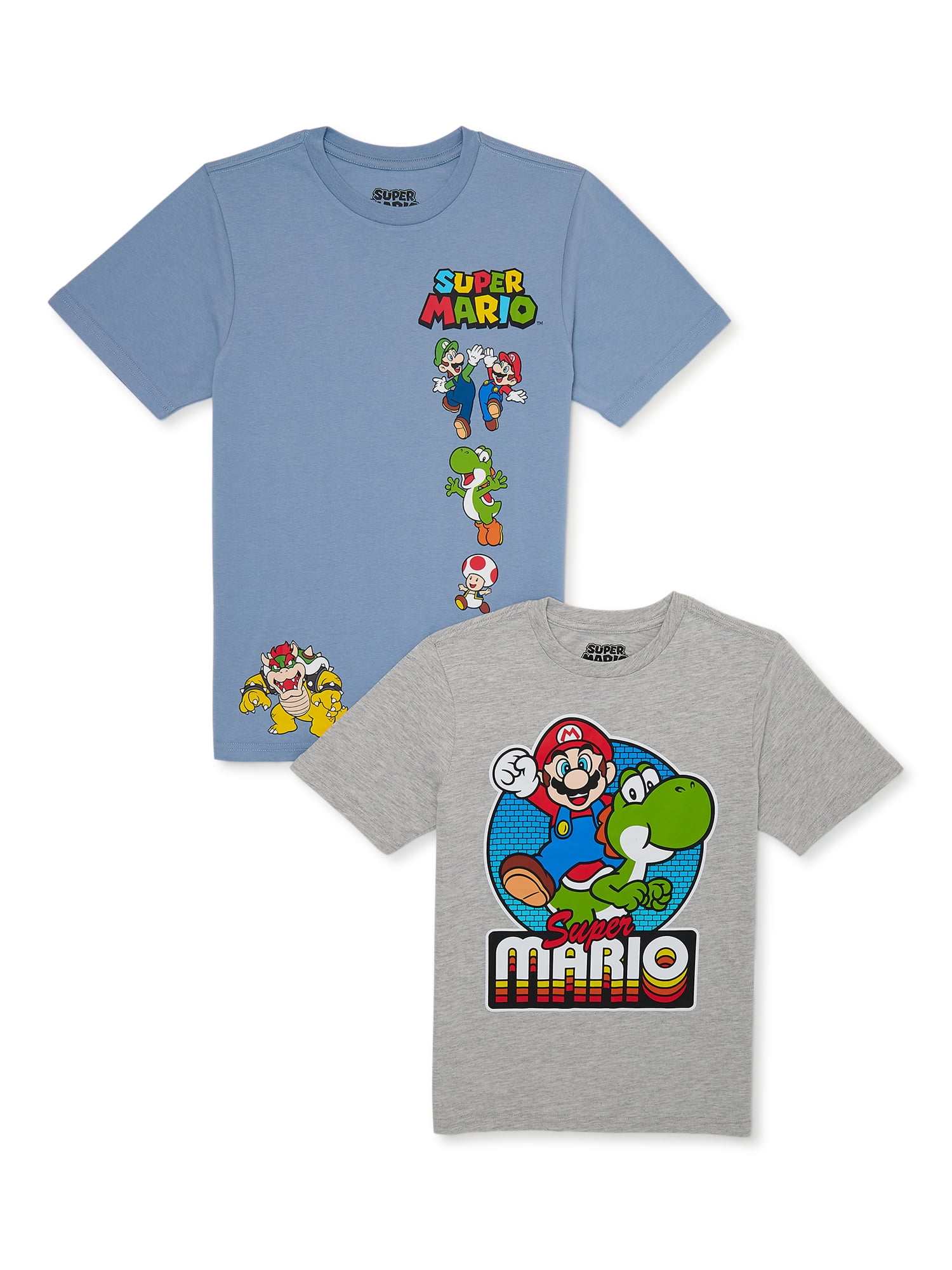 Super Mario Boys Graphic Tees with Short Sleeves, 2-Pack, Sizes XS-XXL ...
