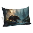 Bear Fishing Throw Pillow Covers, Forest Stream Animals Decorative ...