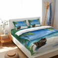 4 Piece Duvet Cover Set Twin, Ocean Beach Boat Coconut Tree Soft ...