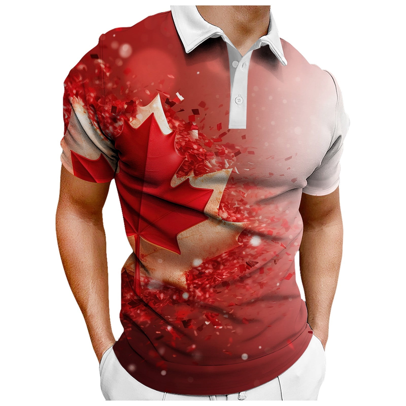 Click here for Yueve Canada Day Polo Shirt Men Summer Vintage Sho... prices