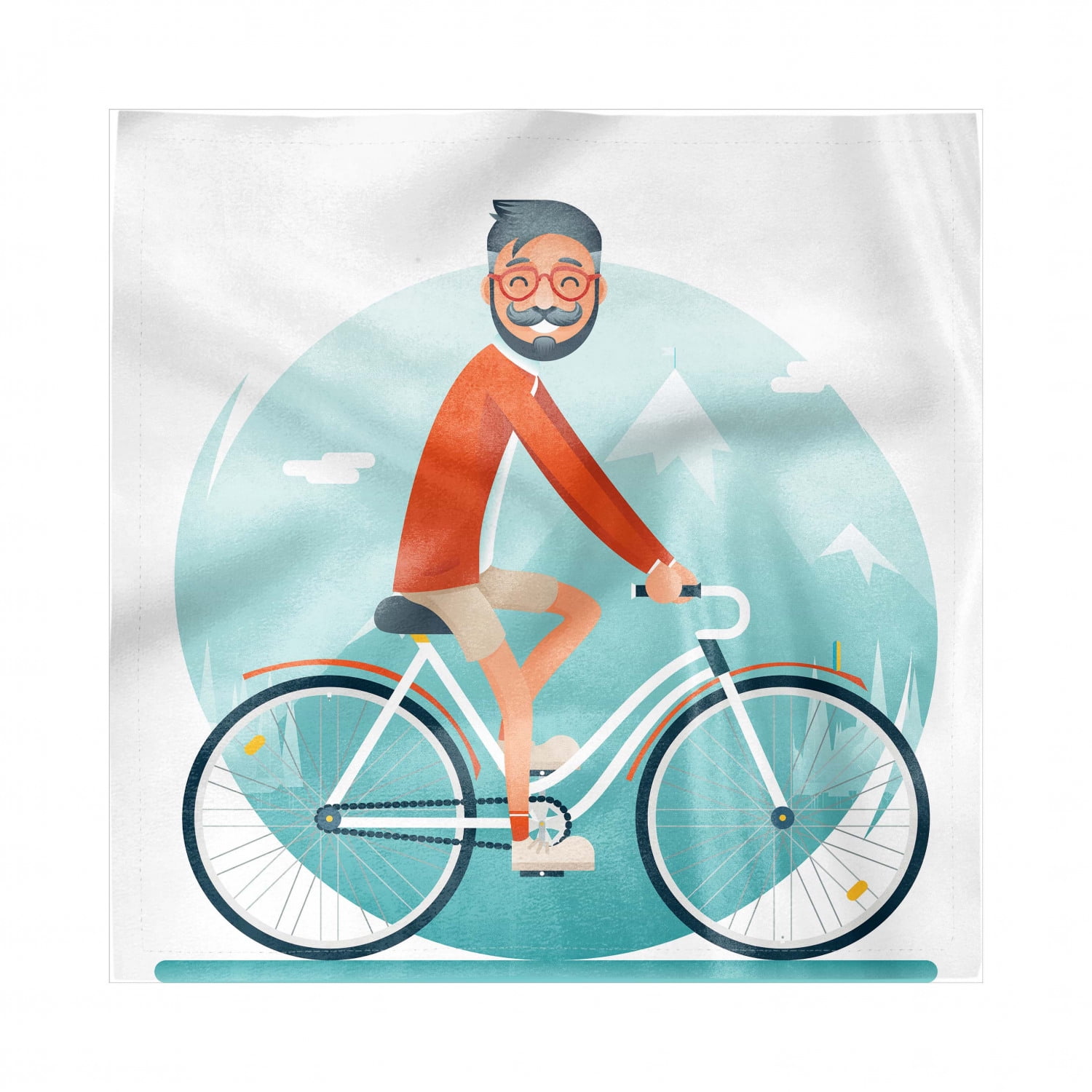 Geek Decorative Satin Napkins Set of 4, Geek Hipster Guy Riding a ...