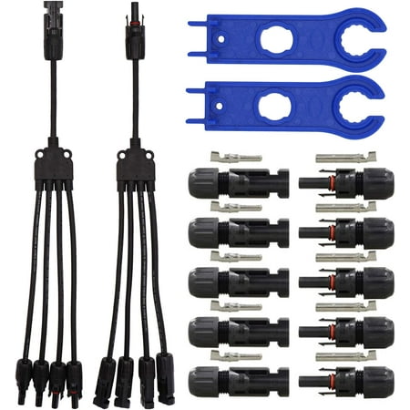 MC4 Connectors Y Branch 1 to 4 Adapter Cable Wire Plug,MC4 Assembly ...