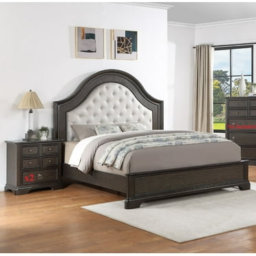 Formal Vintage Style Luxury 3pc Brown Finish King Size Panel Bed Set ...