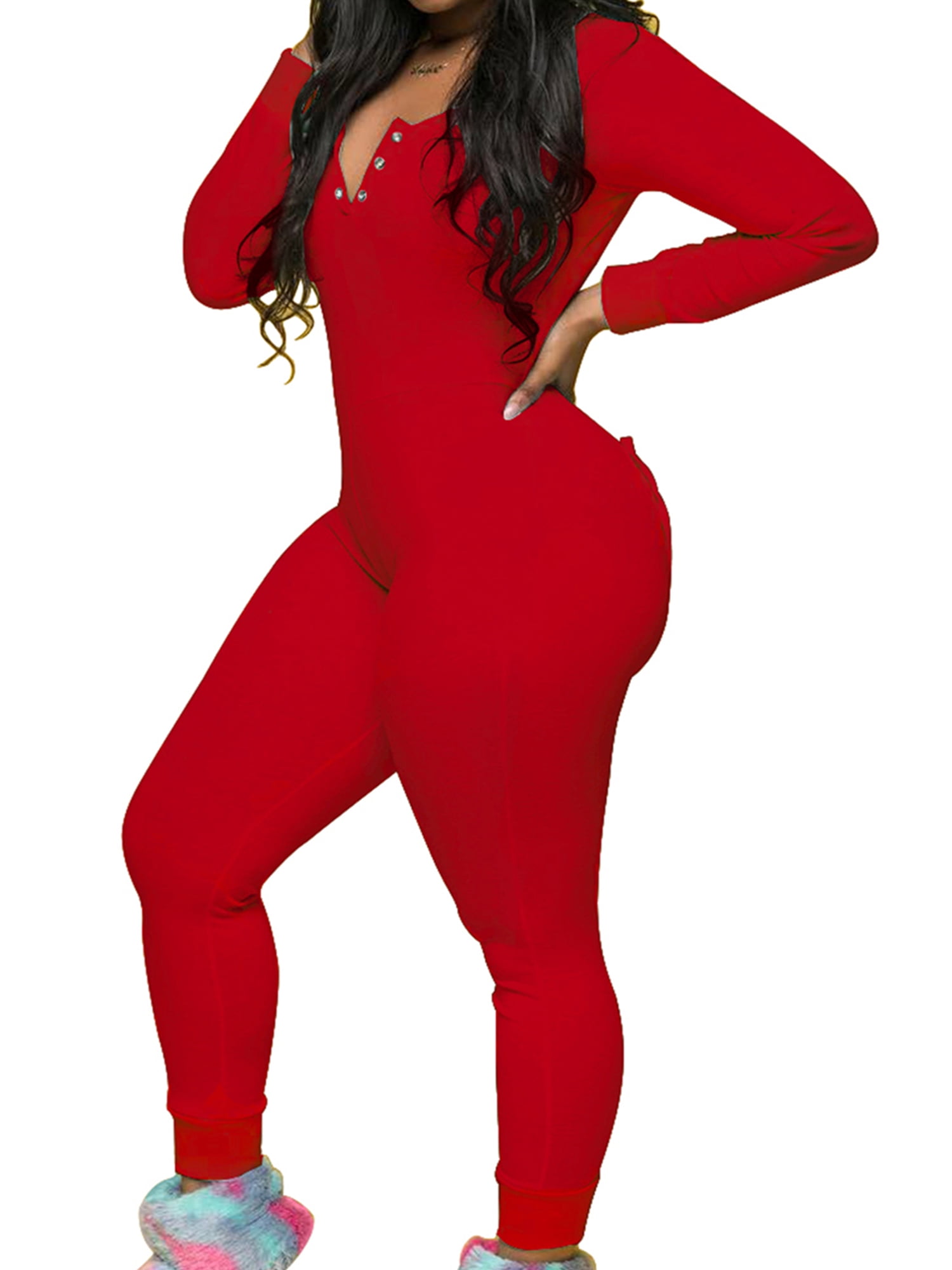 Gureui Women's Sexy High Waist Jumpsuit Pajamas Striped Long Sleeve ...