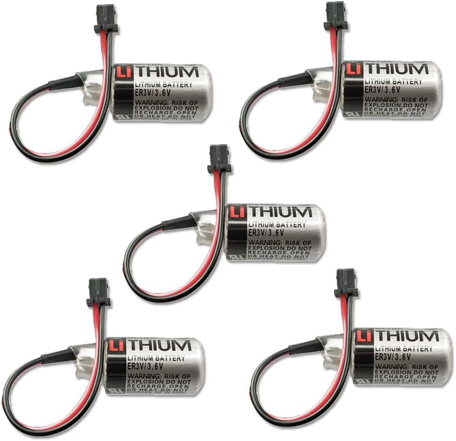 (5 Pack) JZSP-BA01 3.6V ER3V 1000mAh PLC Lithium Battery for PLC CNC ...