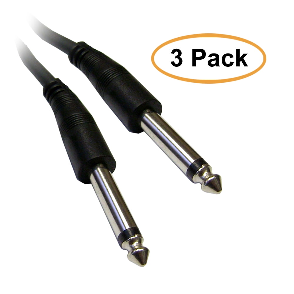 C&E 1/4 Inch Mono Patch Cable, 1/4 Male, 50 Feet, 3 Pack - Walmart.com