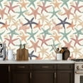 Coastal Peel and Stick Wallpaper 17.7in x 9.8ft Colorful Starfish ...