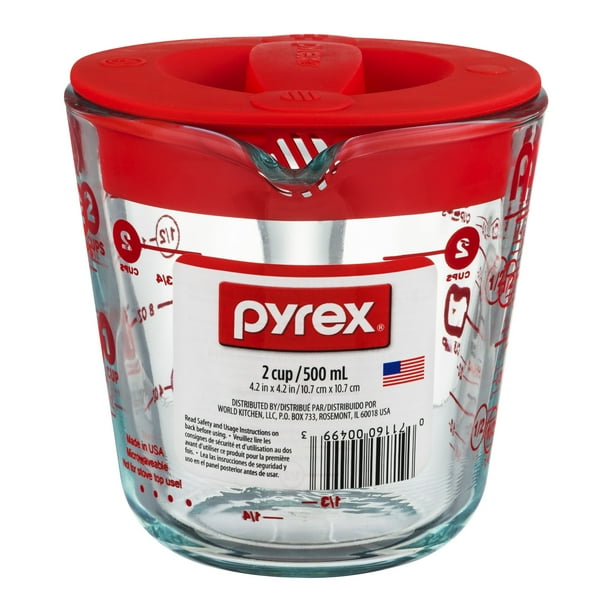 Pyrex Prepware 2 Cup Measuring Cup with Red Plastic Cover in Clear ...