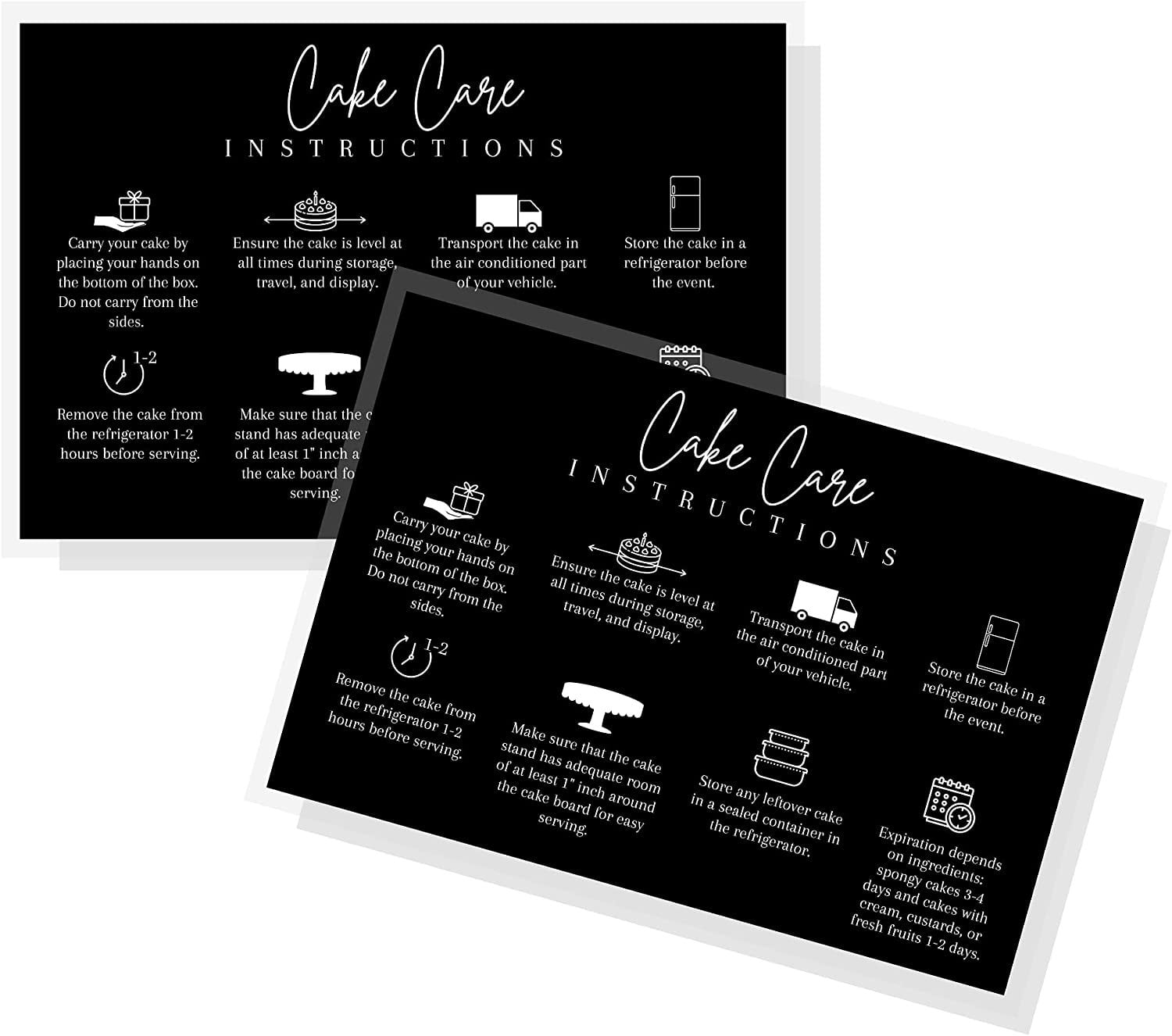 Cake Care Instruction Card 30 Pack of Postcards How to Properly Carry ...