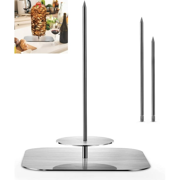 BBQ Vertical Skewer Rack - 2 Spikes & Removable Plate for Grilling ...