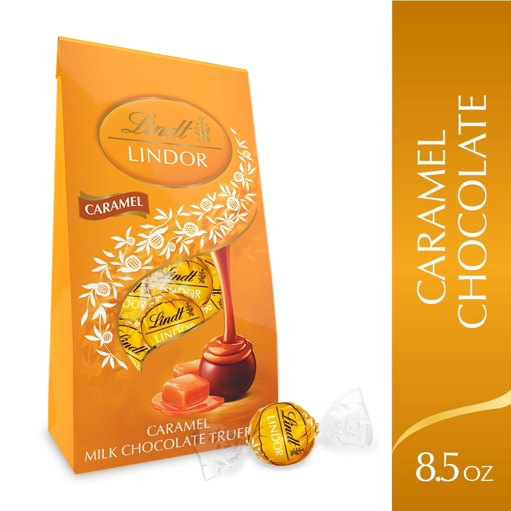 Lindt Lindor Caramel Milk Chocolate Candy Truffles, 8.5 oz. Bag ...