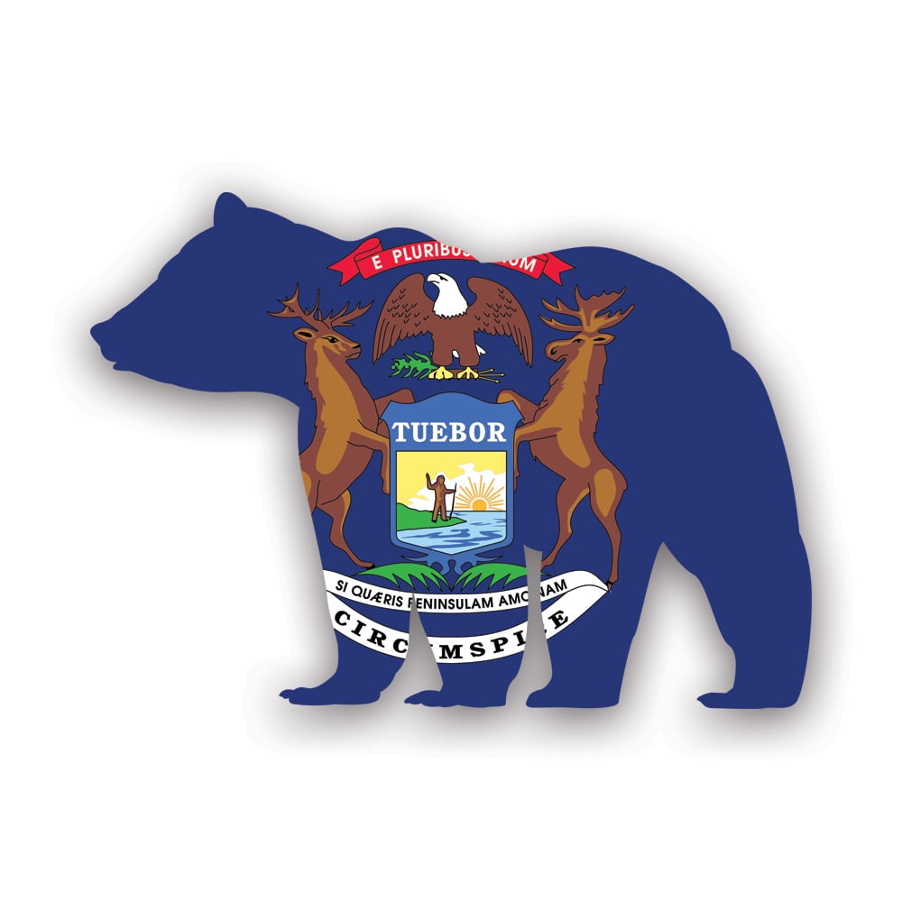 Michigan Bear Flag Sticker Decal - Self Adhesive Vinyl - Weatherproof ...