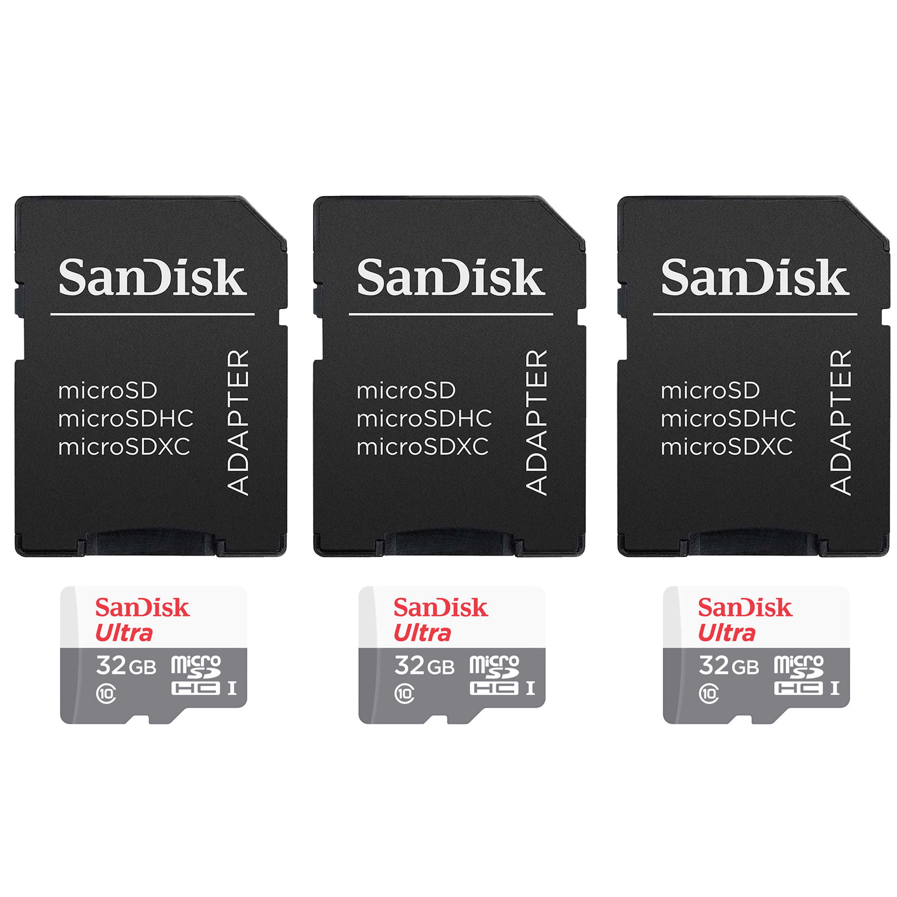 3 Packs SanDisk 32GB Ultra UHS-I microSDHC Memory Card with SD Adapter ...