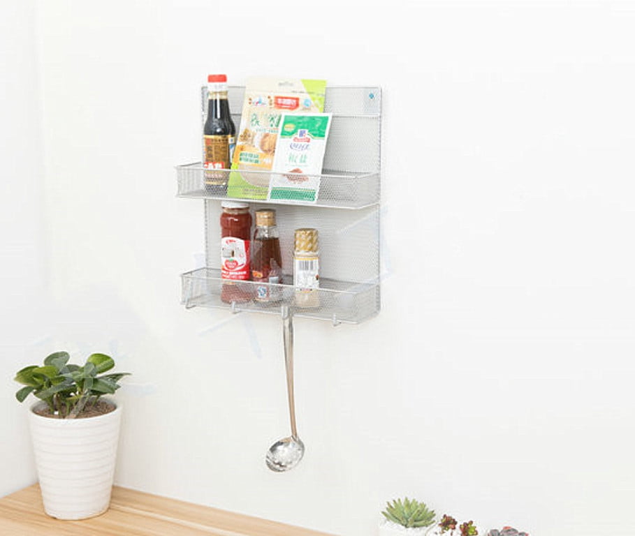 Pro Space Wall Mount Kitchen Organizer Rack 2-Tier Storage Shelves with ...