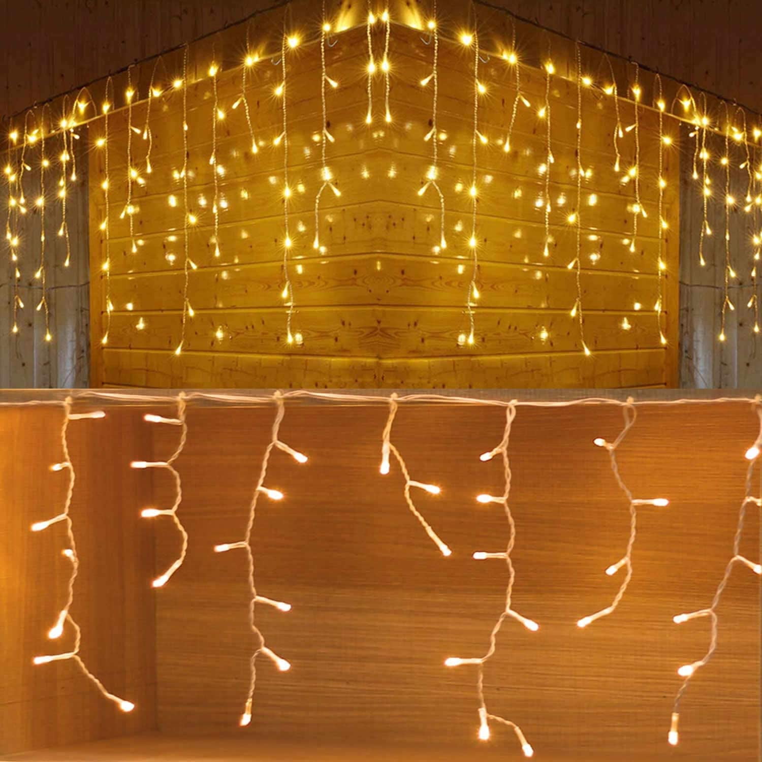 HESHENG Icicle Lights 120 Led String Lights 13ft Christmas Lights ...