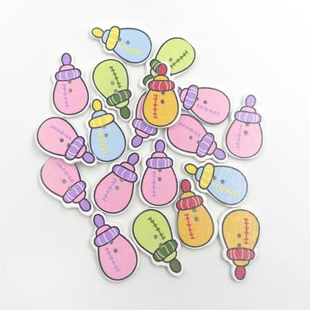 Zeus 50Pcs Milk Bottle Design Wooden Buttons Sewing Handicraft Art DIY ...