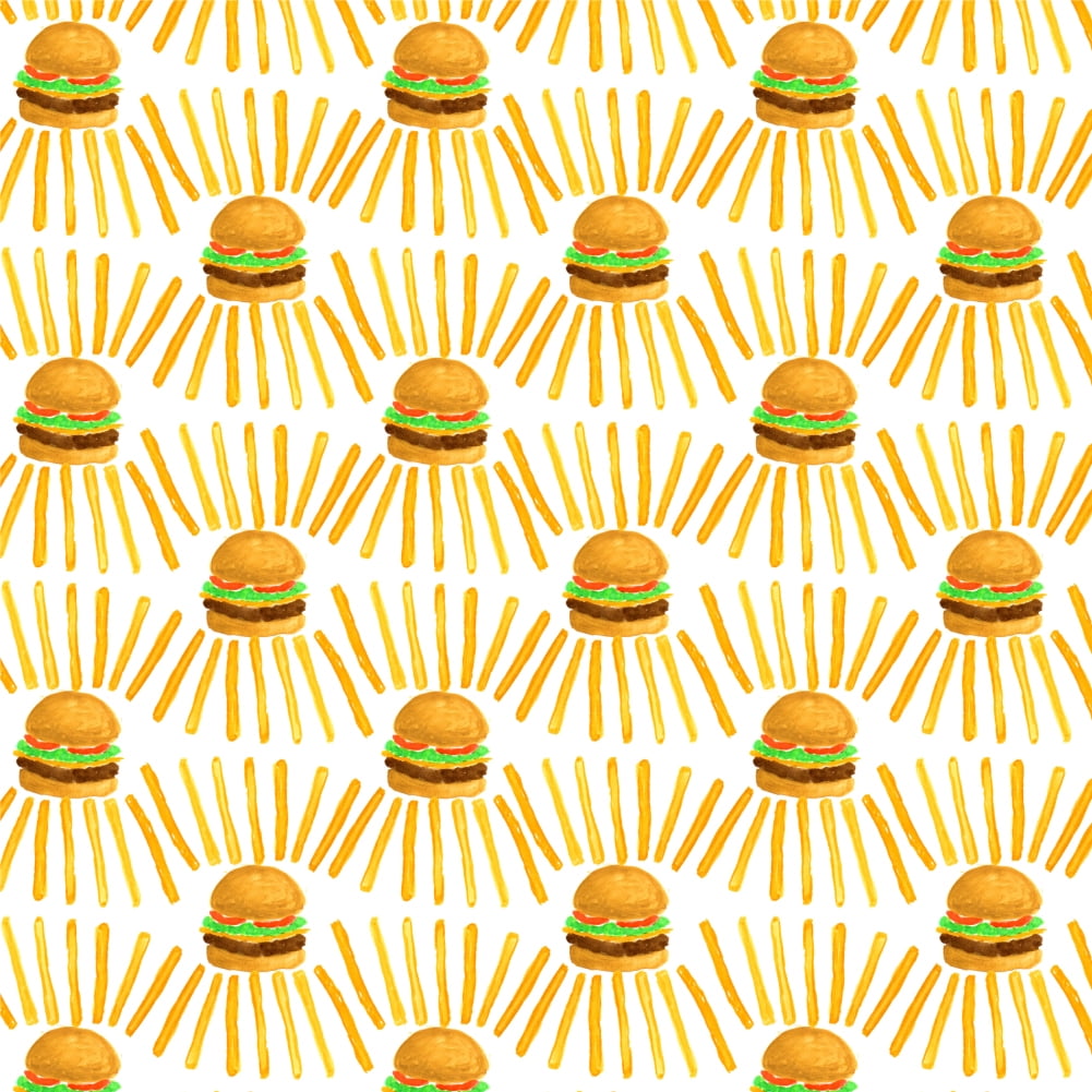 Burgers and Fries Fast Food Pattern Premium Roll Gift Wrap Wrapping ...