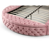 Elizabeth Upholstered Velvet Round Storage Queen Size Bed in Pink Color ...