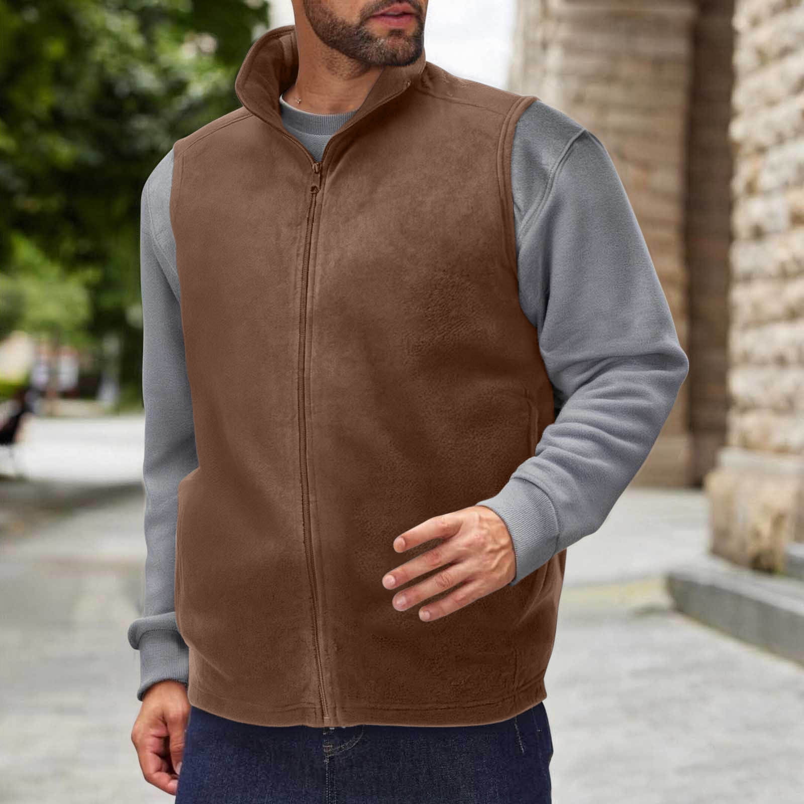 Click here for Leodye Mens Solid Color Zipper Cardigan Stand Up C... prices