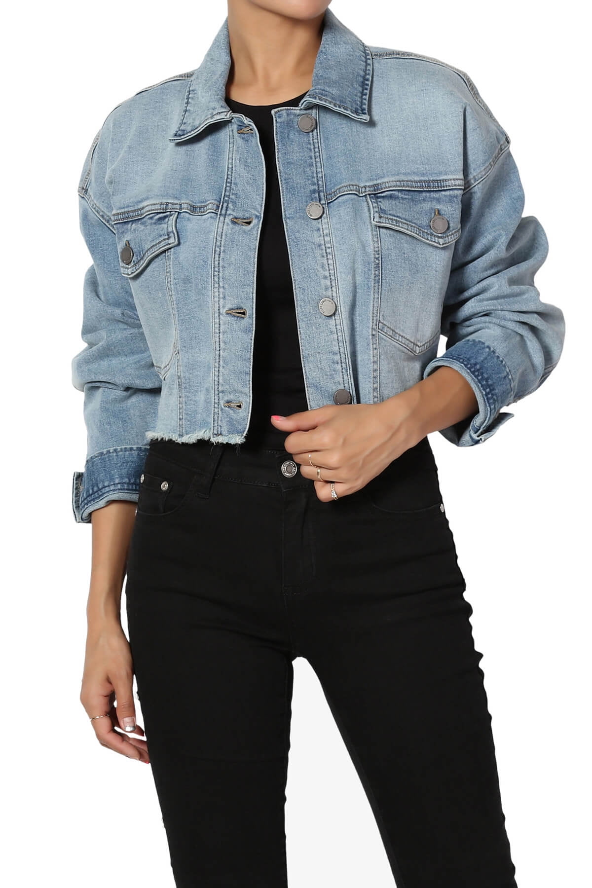 TheMogan Junior's Vintage Oversized Raw Edge Hem Jean Cropped Denim ...