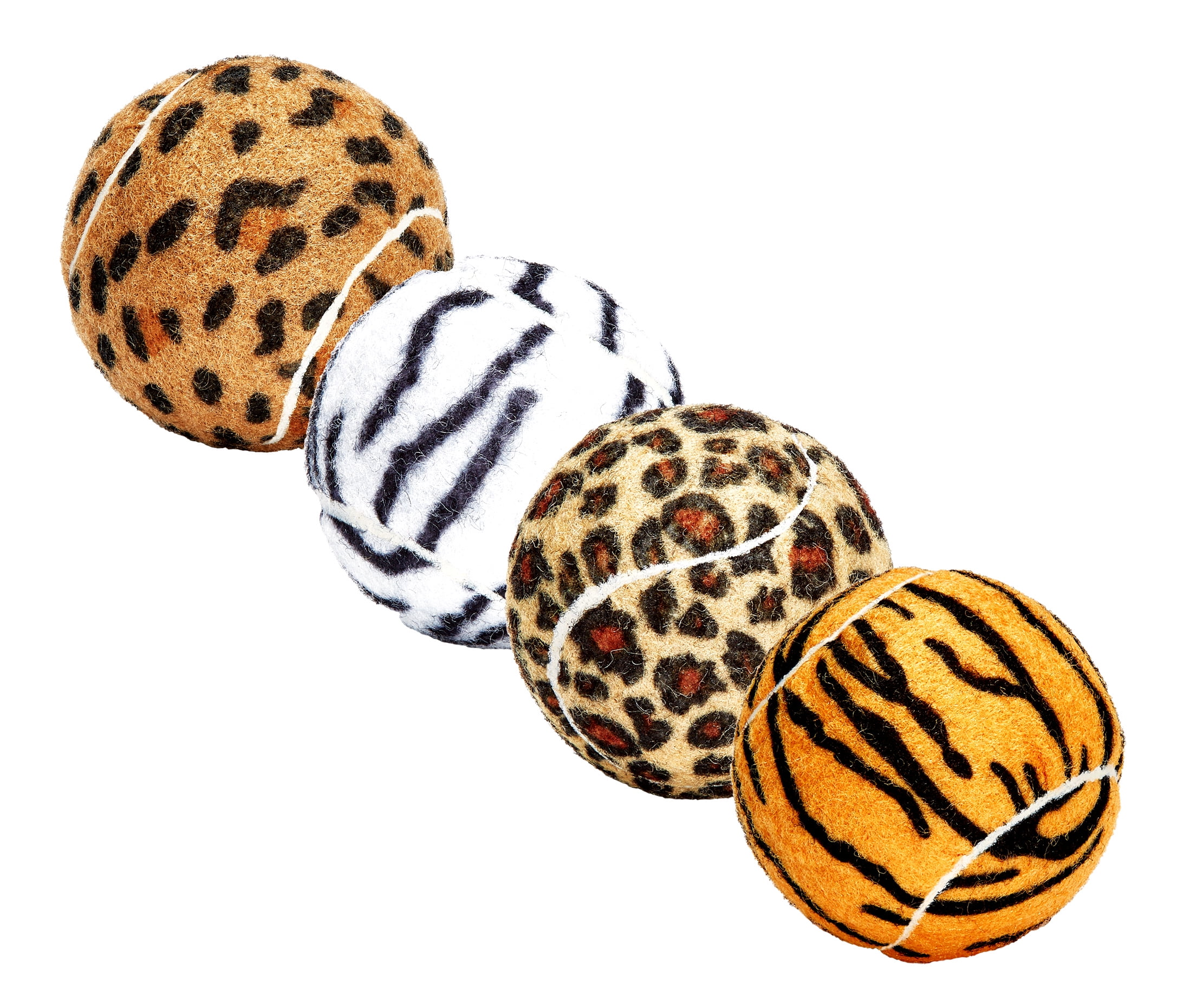 Unique Sports Dog Fetch Ball with Squeaker, Animal Print, 4 Pack ...