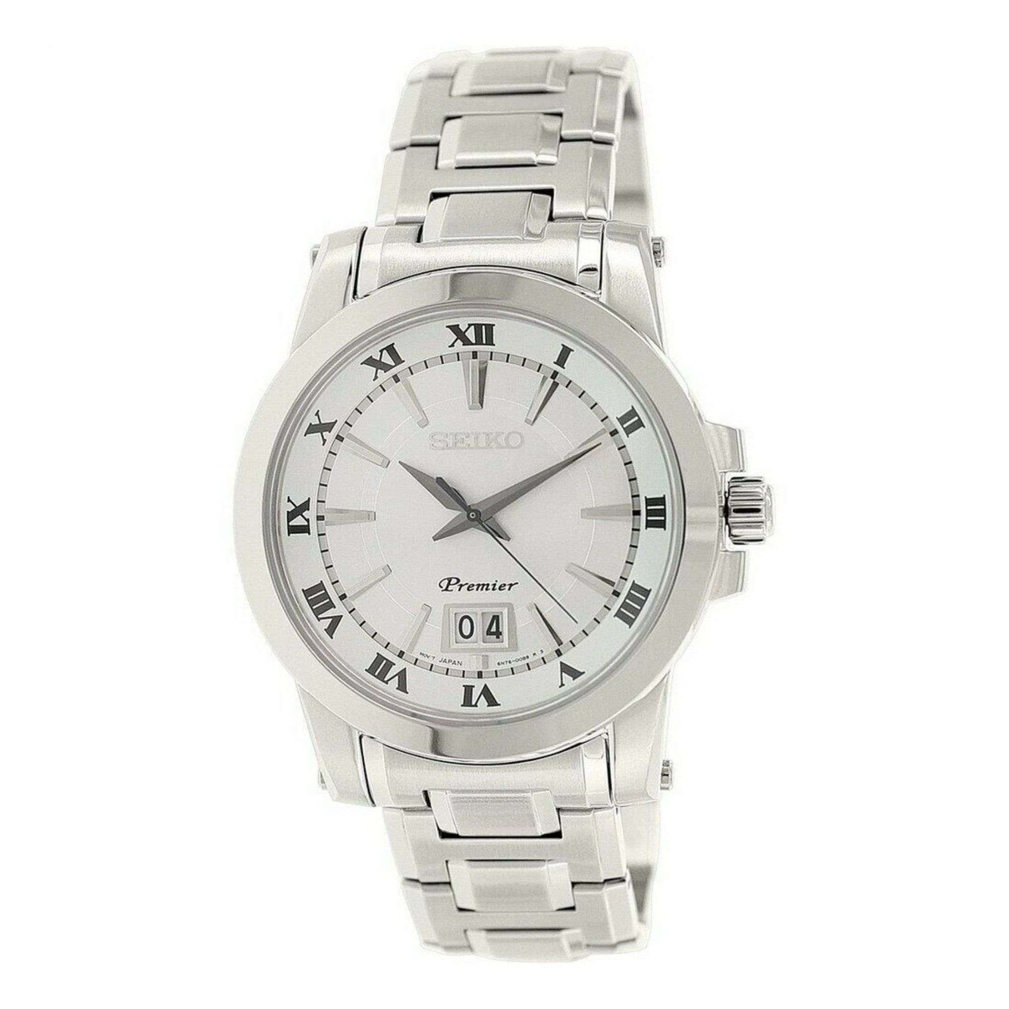Seiko SUR013 Premier Silver Dial Reloj de cuarzo para hombre de acero ...