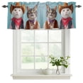 Cowboy Cats 2 Panels Kitchen Valance, Animals Bandana Scarf Rustic ...