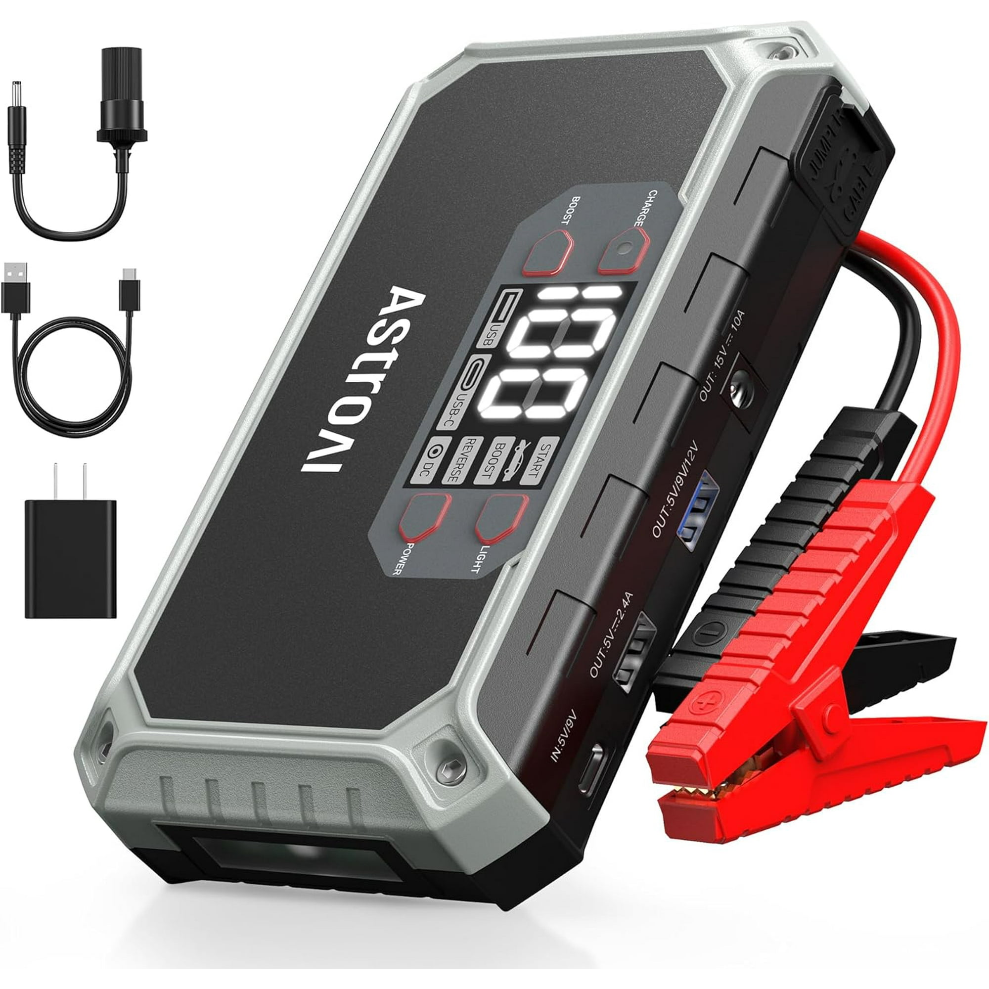 Astroai 2000a Car Jump Starter 12v 8-In-1 Battery Jump Starter Up To 7.0l Gas & 4.0l Diesel Engines  Quick Charge 3.0 Power Bank
