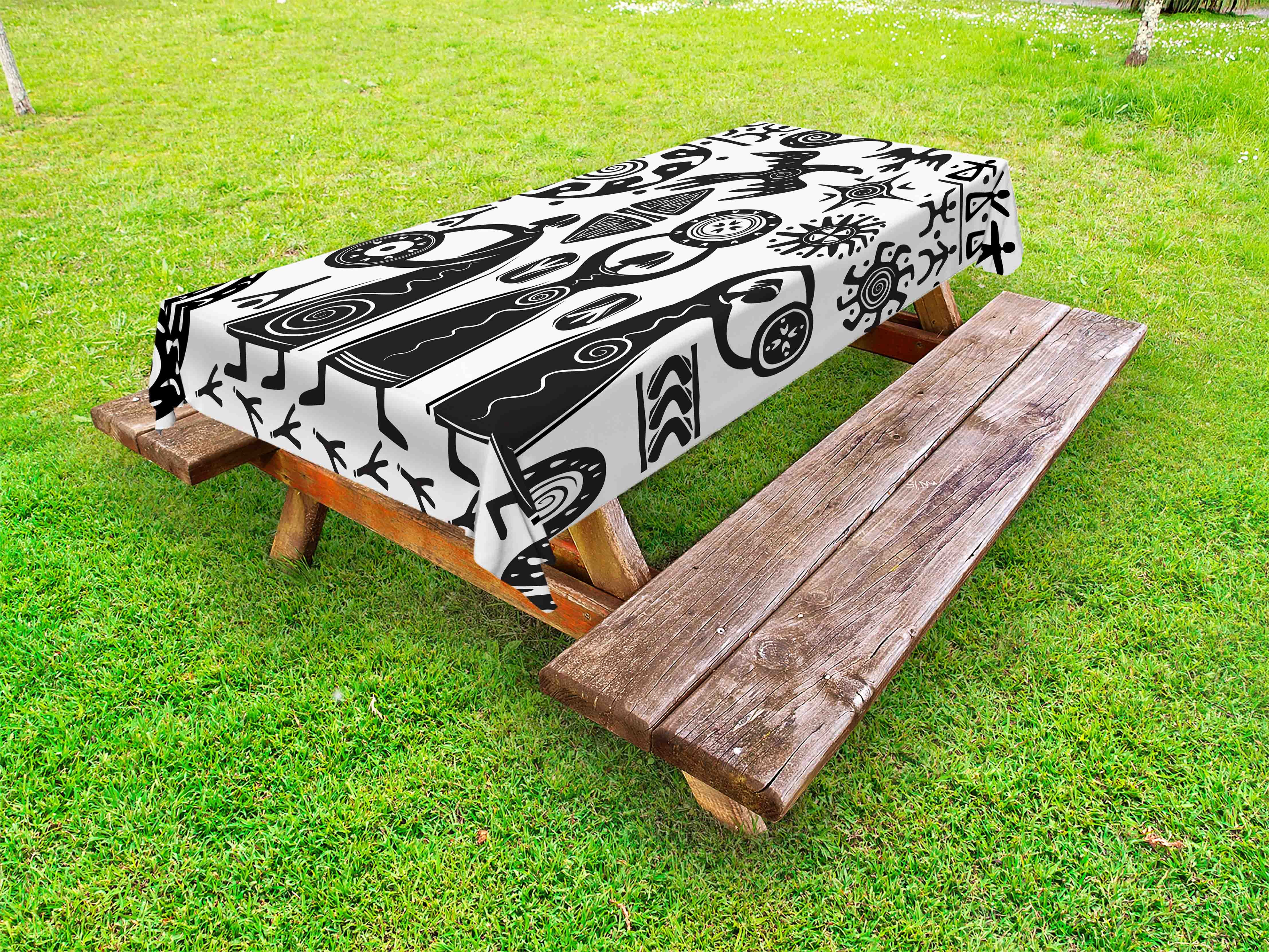 Primitive Outdoor Tablecloth, Dancing Shaman Eagle Sun Snake Figure ...