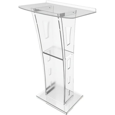 M&T Displays Tempered Clear Glass Podium with Aluminum Front Panel ...