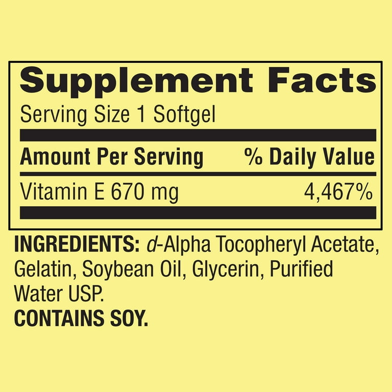 Spring Valley Extra Strength Vitamin E D-Alpha Softgels, 670 Spring Valley Extra Strength Vitamin E D-Alpha Softgels, 670