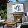 Blue Floral Outdoor TV Cover 70 to 75 inch Blue Tulips Green Leaf ...