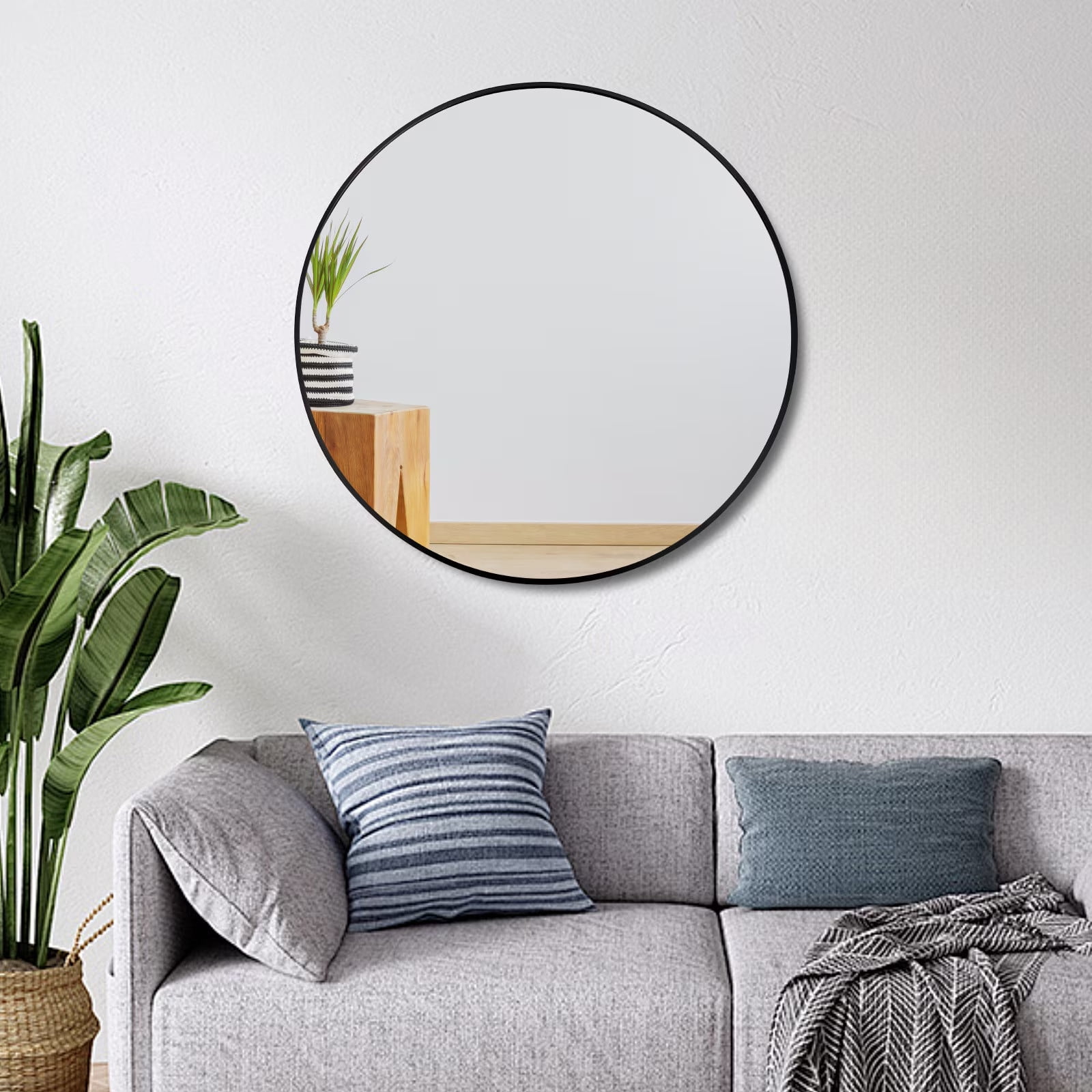 Click here for Chanana Black Round Mirror 24 Inch  Wall Mounted C... prices