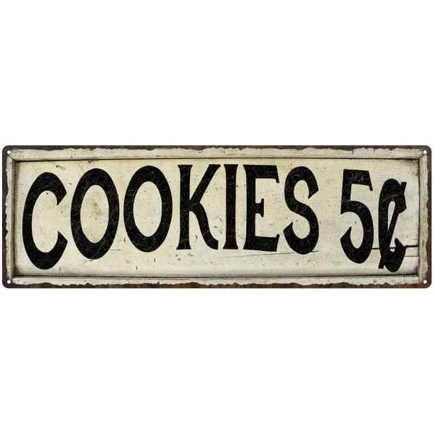 COOKIES 5? Farmhouse Style Wood Look Sign Gift 6x18 Metal Decor ...