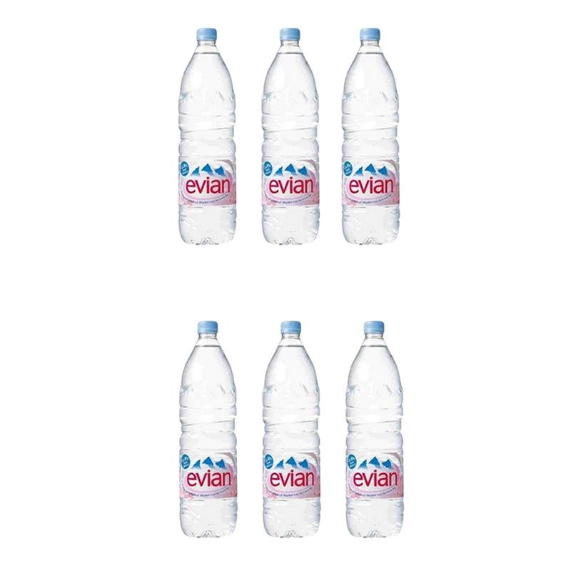 Evian Natural Mineral Water- 1.5L (Pack of 6) - Walmart.com